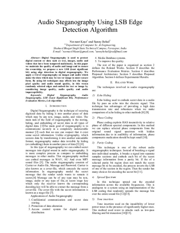 Pdf Audio Steganography Using Lsb Edge Detection Algorithm
