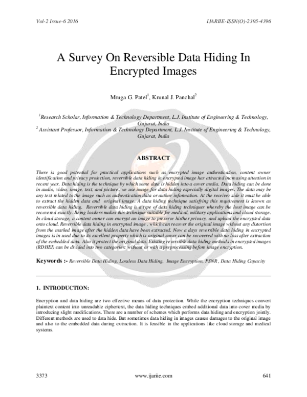 (PDF) A Survey On Reversible Data Hiding In Encrypted Images
