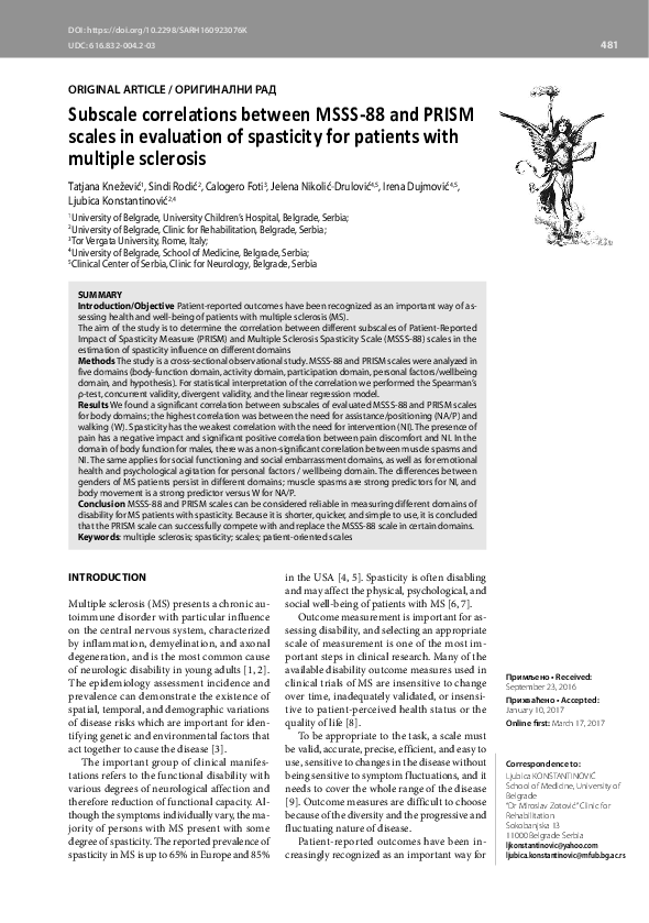 (PDF) Subscales correlations between MSSS-88 and PRISM scales in ...
