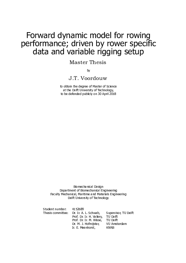 (PDF) Forward dynamic model for rowing performance; driven by rower ...