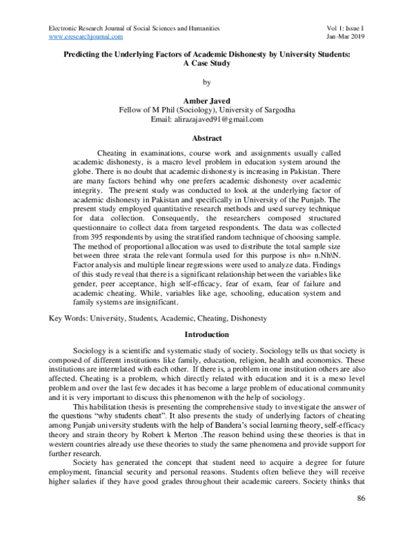 (PDF) Predicting the Underlying Factors of Academic Dishonesty by ...