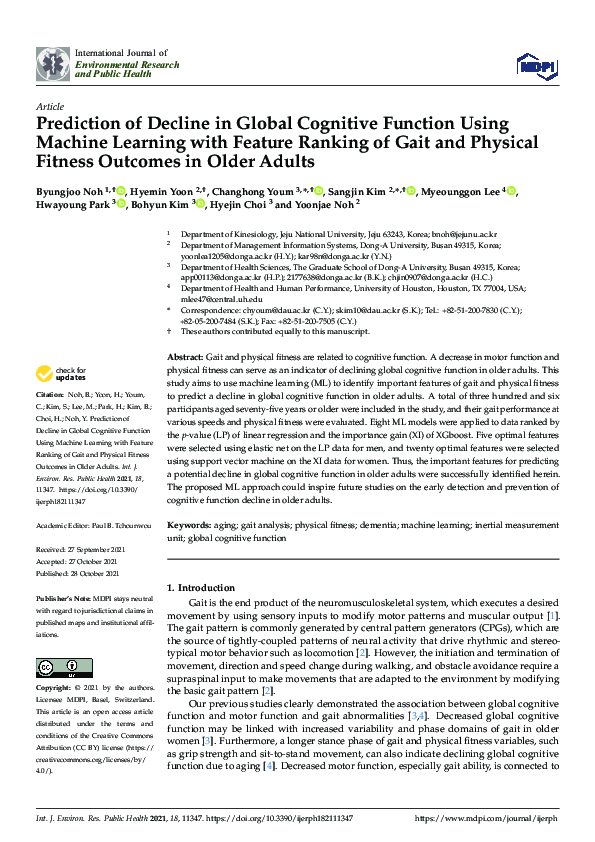 Prediction of Decline in Global Cognitive Function Using Machine ...