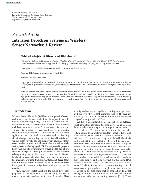 Pdf Intrusion Detection Systems In Wireless Sensor Networks A Review Nabil Alrajeh