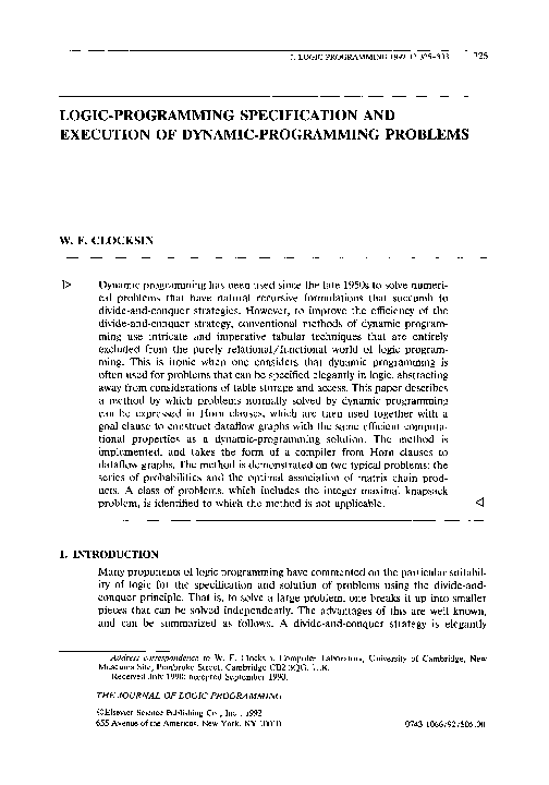 (PDF) Logic-programming specification and execution of dynamic ...