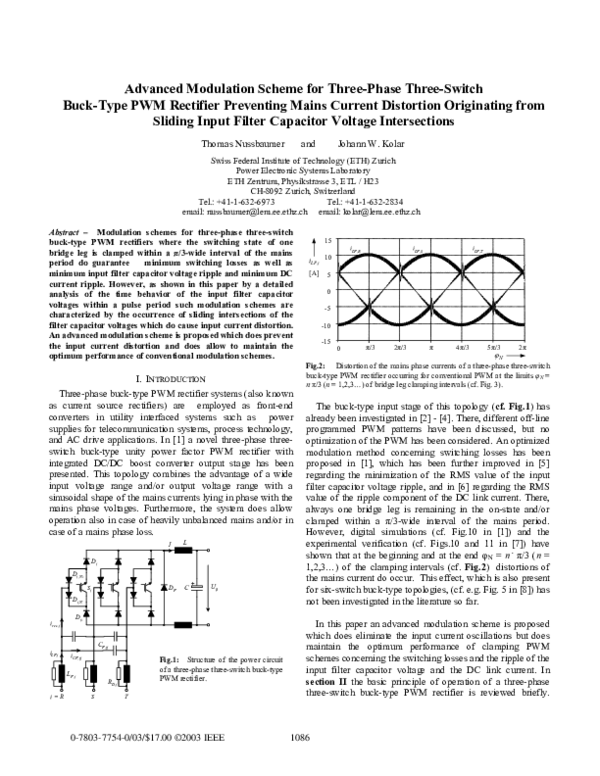 Pdf Advanced Modulation Scheme For Three Phase Three Switch Buck Type