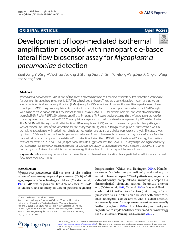 (PDF) Development of loop-mediated isothermal amplification (LAMP) assay for rapid diagnosis of ...