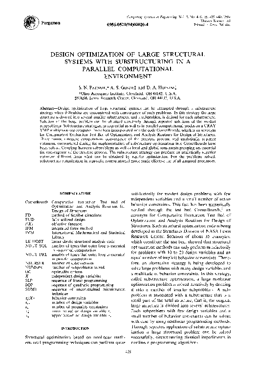 (PDF) Design optimization of large structural systems with substructuring in a parallel ...