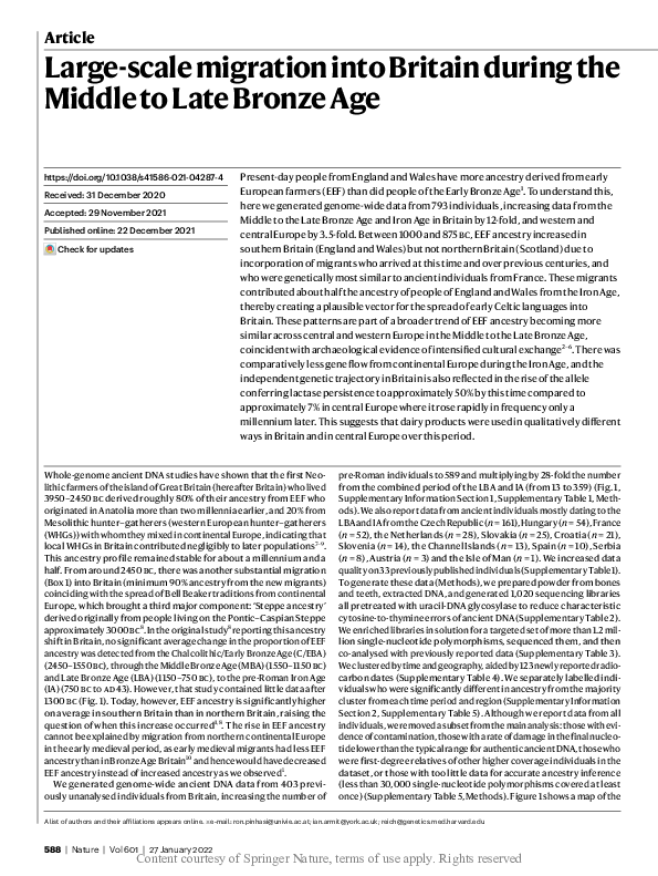 (PDF) Large-scale migration into Britain during the Middle to Late ...