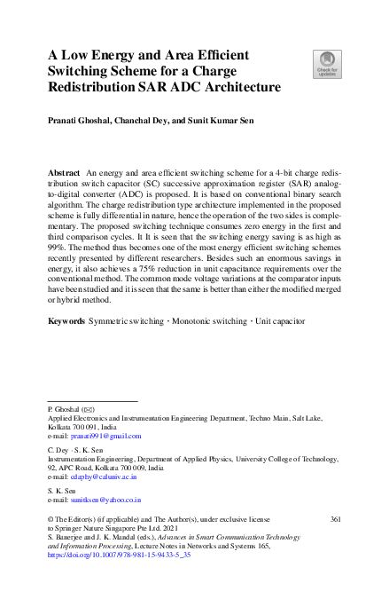 (PDF) A Low Energy and Area Efficient Switching Scheme for a Charge Redistribution SAR ADC ...