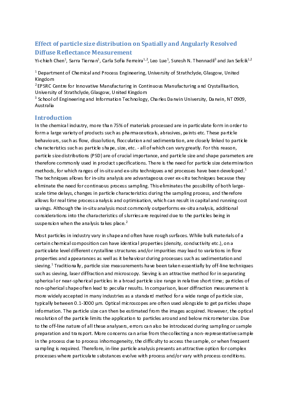 Pdf Effect Of Particle Size Distribution On Spatially And Angularly