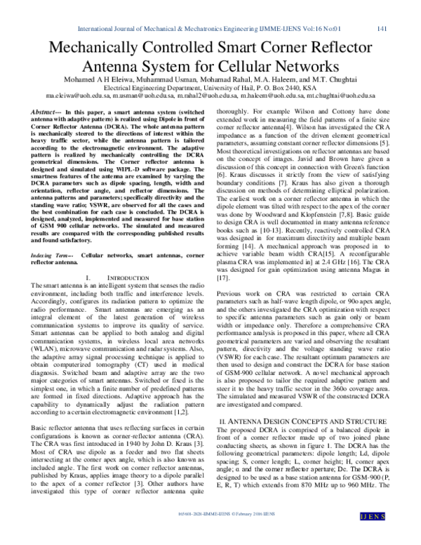 (PDF) Mechanically Controlled Smart Corner Reflector Antenna System for ...