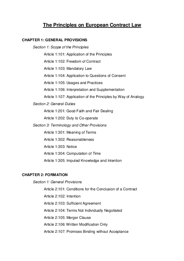 (PDF) Principles of European contract law