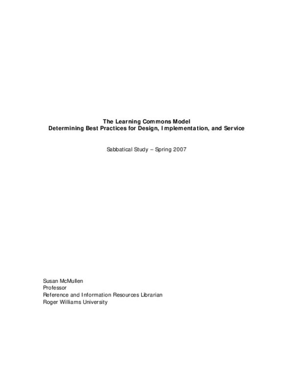 (PDF) The Learning Commons Model Determining Best Practices for Design ...