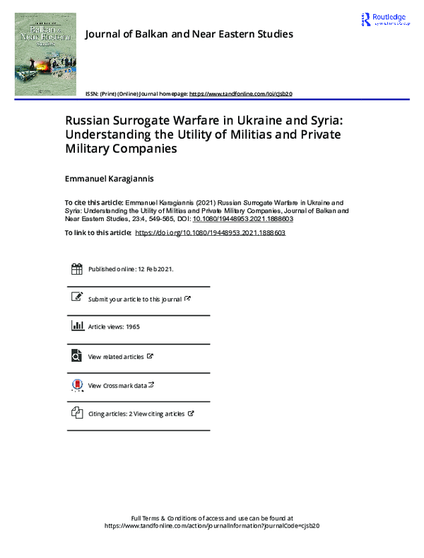 (PDF) Russian Surrogate Warfare in Ukraine and Syria: Understanding the ...