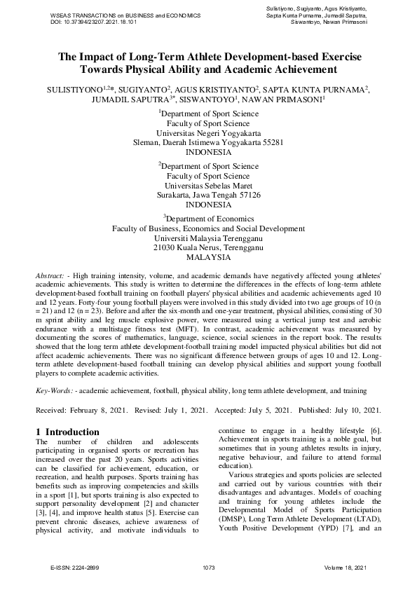 (PDF) The Impact of Long-Term Athlete Development-Based Exercise Towards Physical Ability and ...
