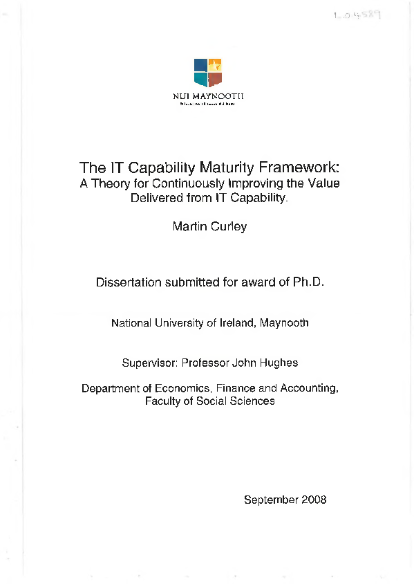 (PDF) The IT Capability Maturity Framework:A Theory for Continuously ...