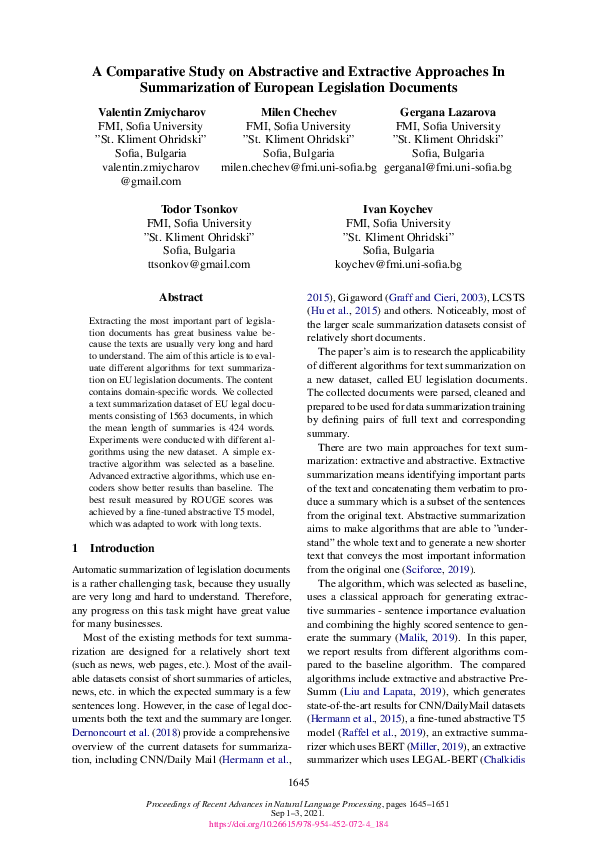 (PDF) A Comparative Study on Abstractive and Extractive Approaches In ...