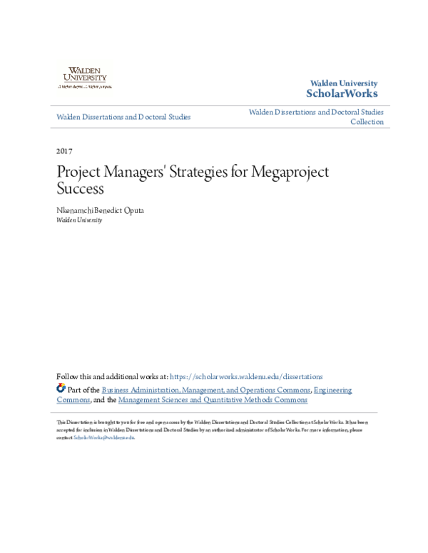 (PDF) Project Managers' Strategies for Megaproject Success