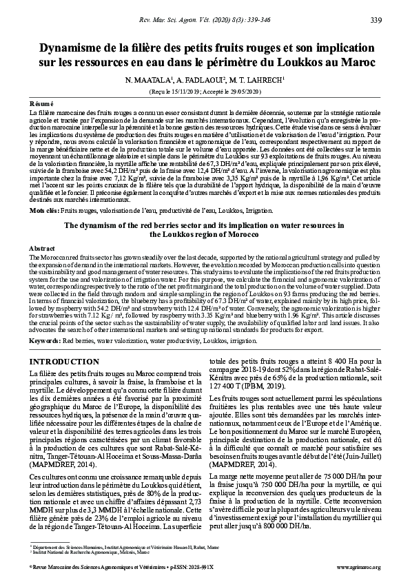 (PDF) Dynamisme de la filière des petits fruits rouges et son ...