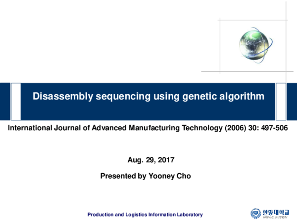 Pdf Disassembly Sequencing Using Genetic Algorithm 