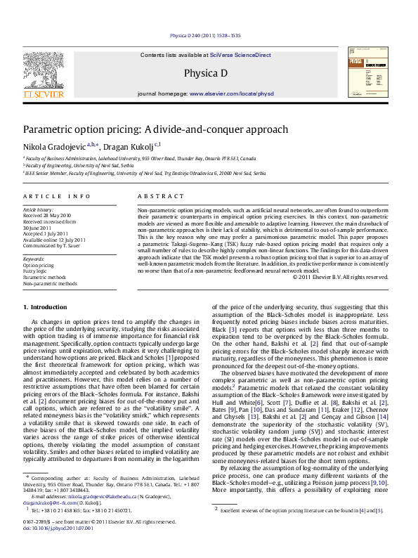 (PDF) Parametric option pricing: A divide-and-conquer approach
