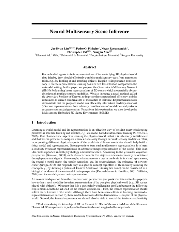 (PDF) Neural Multisensory Scene Inference
