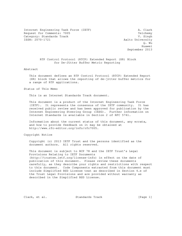 Pdf Rtp Control Protocol Rtcp Extended Report Xr Block For Jitter