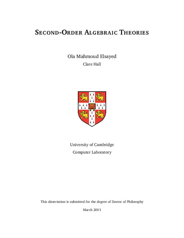 (PDF) Second-Order Algebraic Theories