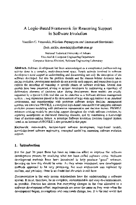 (PDF) A logic-based framework for reasoning support in software evolution