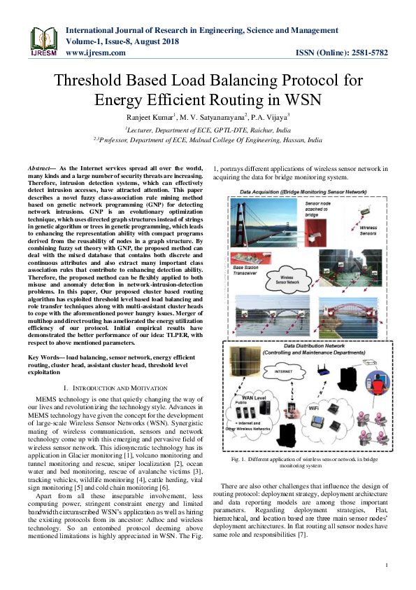 (PDF) Threshold Based Load Balancing Protocol for Energy Efficient Routing in WSN
