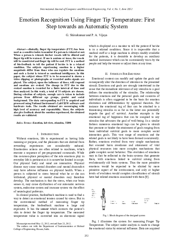 (PDF) Emotion Recognition Using Finger Tip Temperature: FirstStep ...