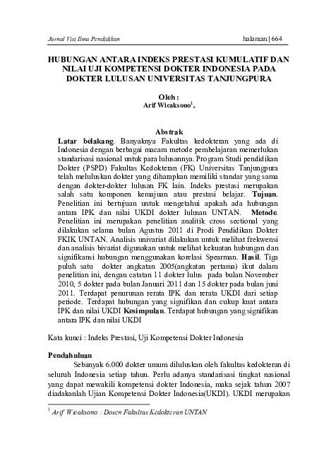 (PDF) Hubungan Antara Indeks Prestasi Kumulatif dan Nilai Uji ...