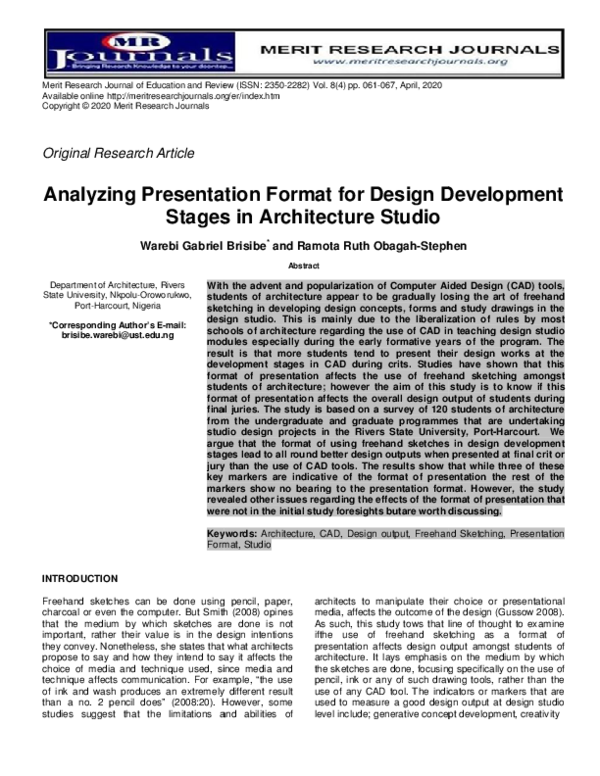 (PDF) Analyzing Presentation Format for Design Development Stages in ...