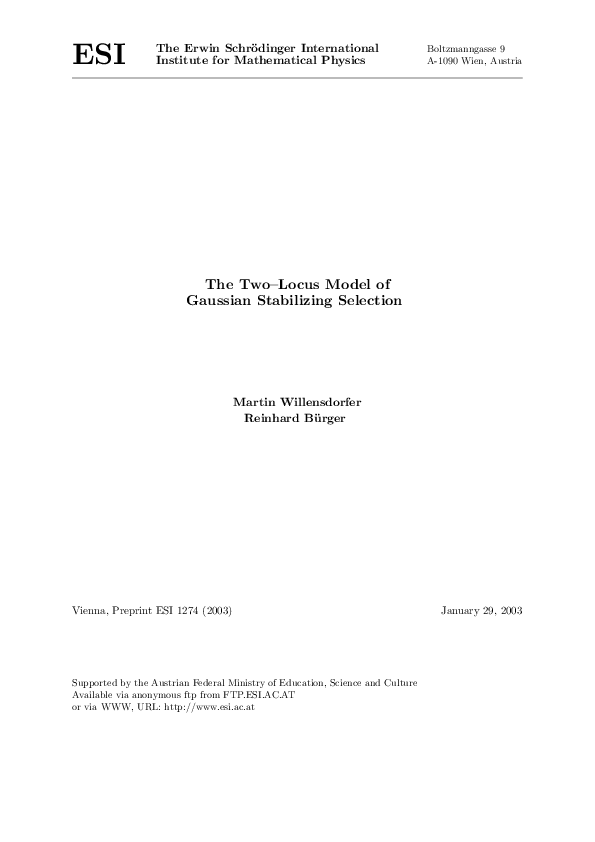 (PDF) The Two-Locus Model of Gaussian Stabilizing Selection