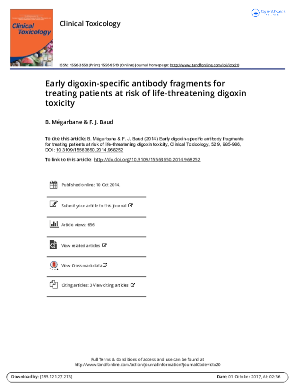 (PDF) Early digoxin-specific antibody fragments for treating patients ...