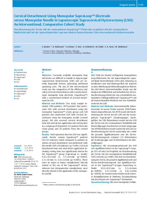 (PDF) Cervical Detachment Using Monopolar SupraLoop™ Electrode versus ...