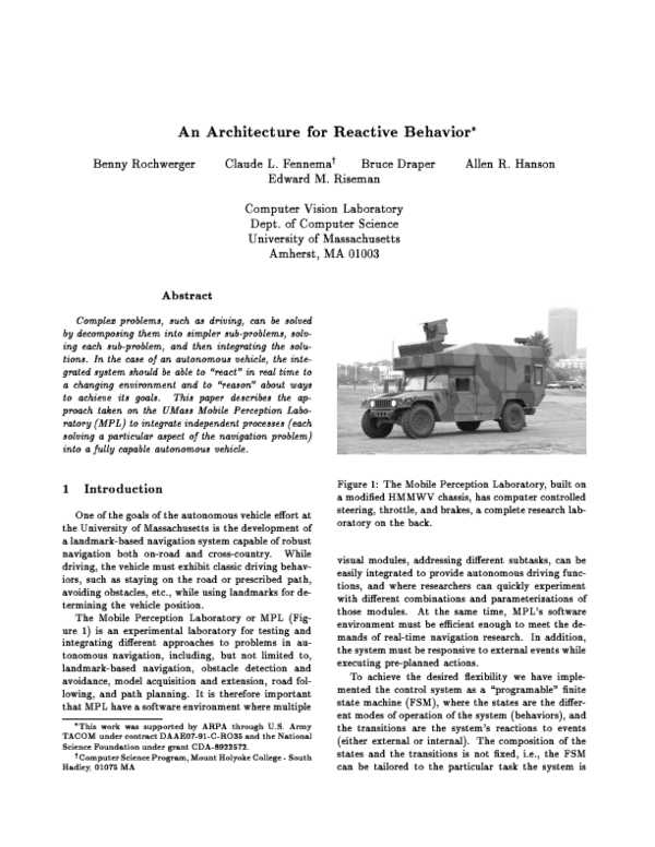 (PDF) An Architecture for Reactive Behavior