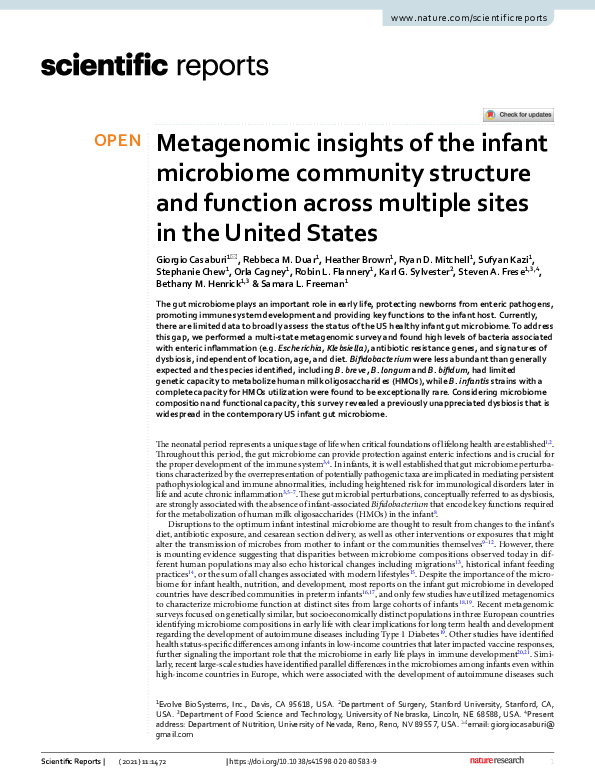 (PDF) Metagenomic insights of the infant microbiome community structure ...