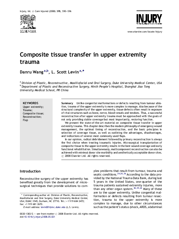 (PDF) Composite tissue transfer in upper extremity trauma