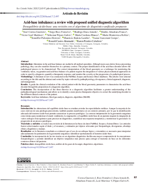 (PDF) Acid-base imbalance: a review with proposed unified diagnostic ...