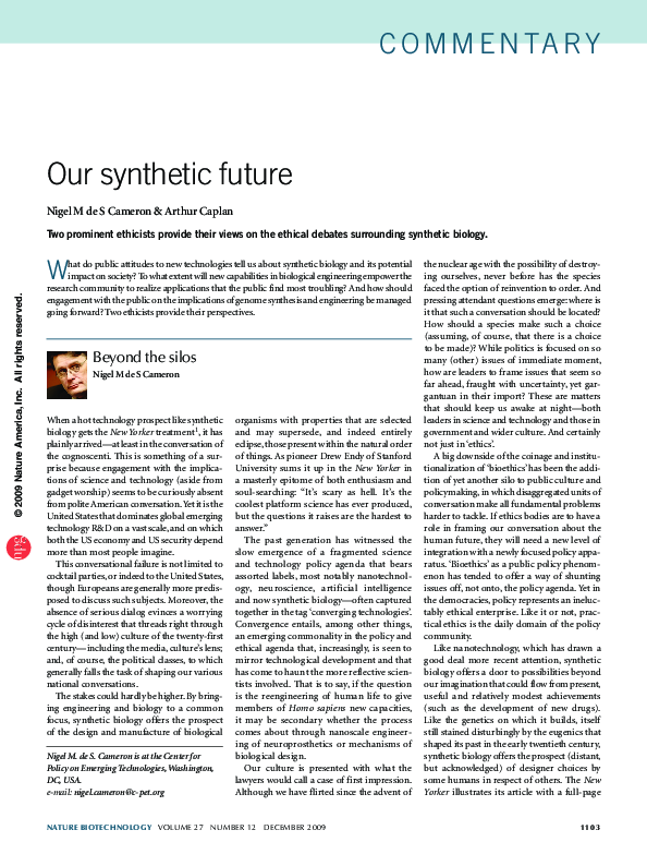 (PDF) Our synthetic future