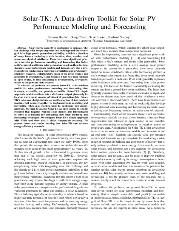 (PDF) Solar-TK: A Data-Driven Toolkit for Solar PV Performance Modeling and Forecasting