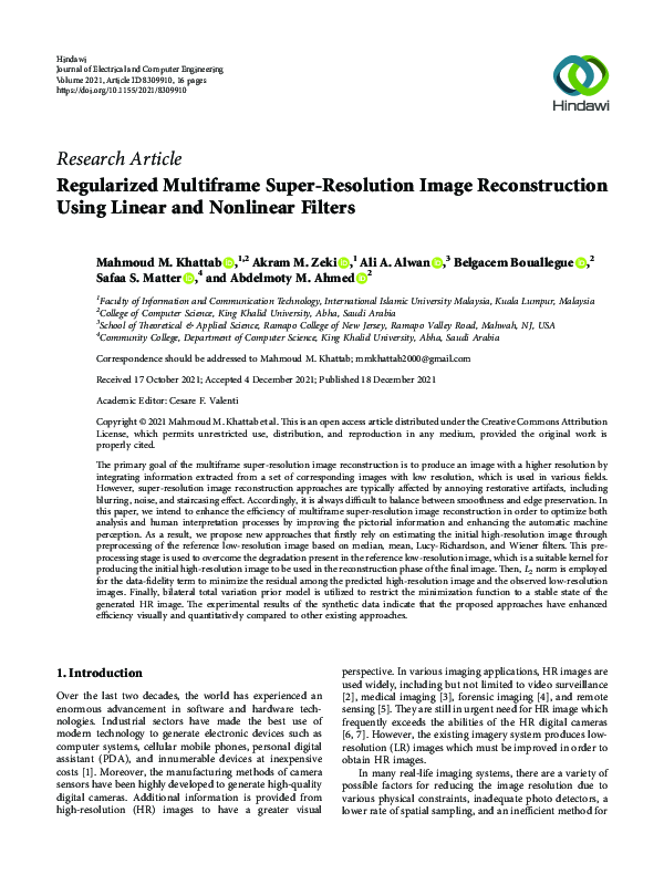 (PDF) Regularized Multiframe Super-Resolution Image Reconstruction Using Linear and Nonlinear ...