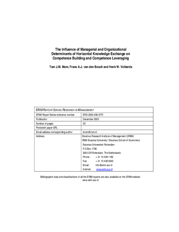 (PDF) The Influence of Managerial and Organizational Determinants of ...