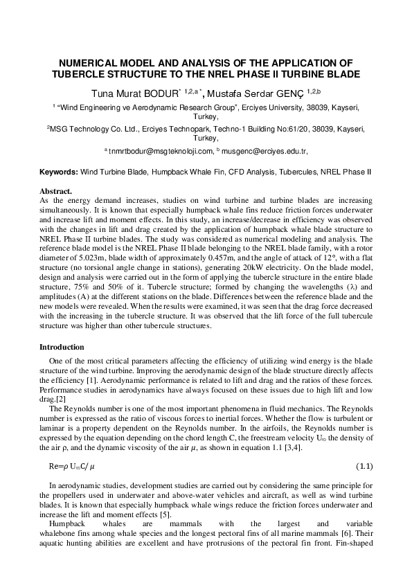 (PDF) NUMERICAL MODEL AND ANALYSIS OF THE APPLICATION OF TUBERCLE ...