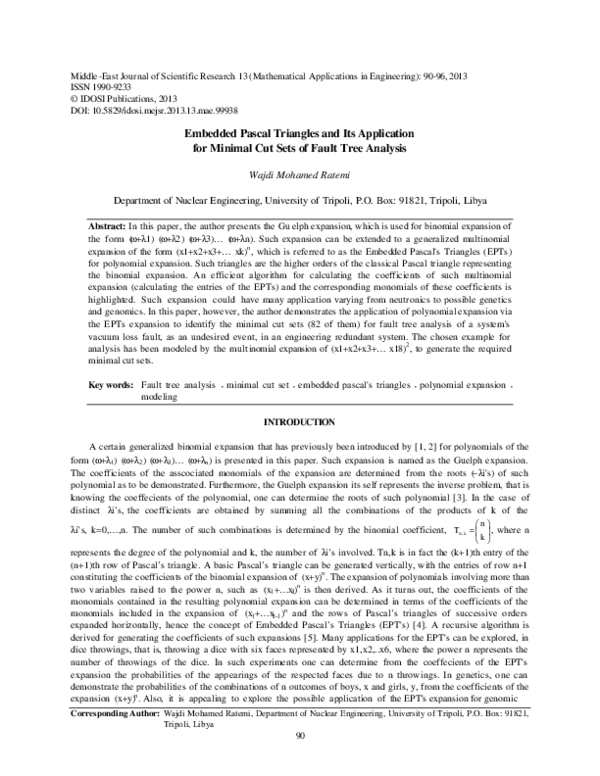 (PDF) Finding minimal cut sets in a fault tree
