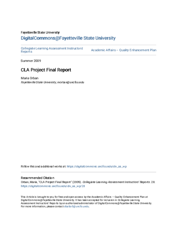 (PDF) CLA Project Final Report