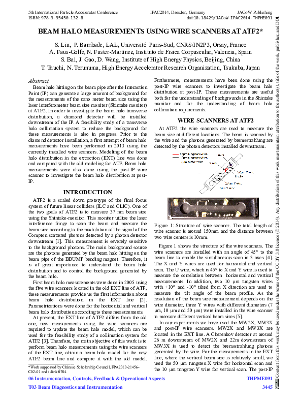 (PDF) Beam Halo Measurements using Wire Scanners at ATF2