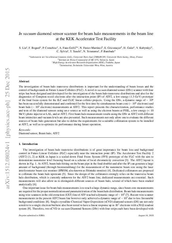 (PDF) Diamond Sensor for Beam Halo Measurements