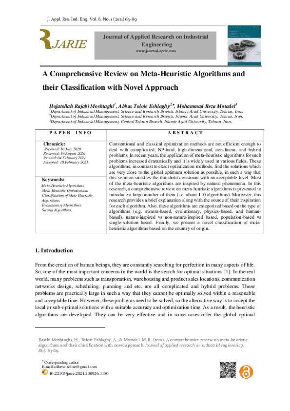 (PDF) A Comprehensive Review on Meta-Heuristic Algorithms and their ...